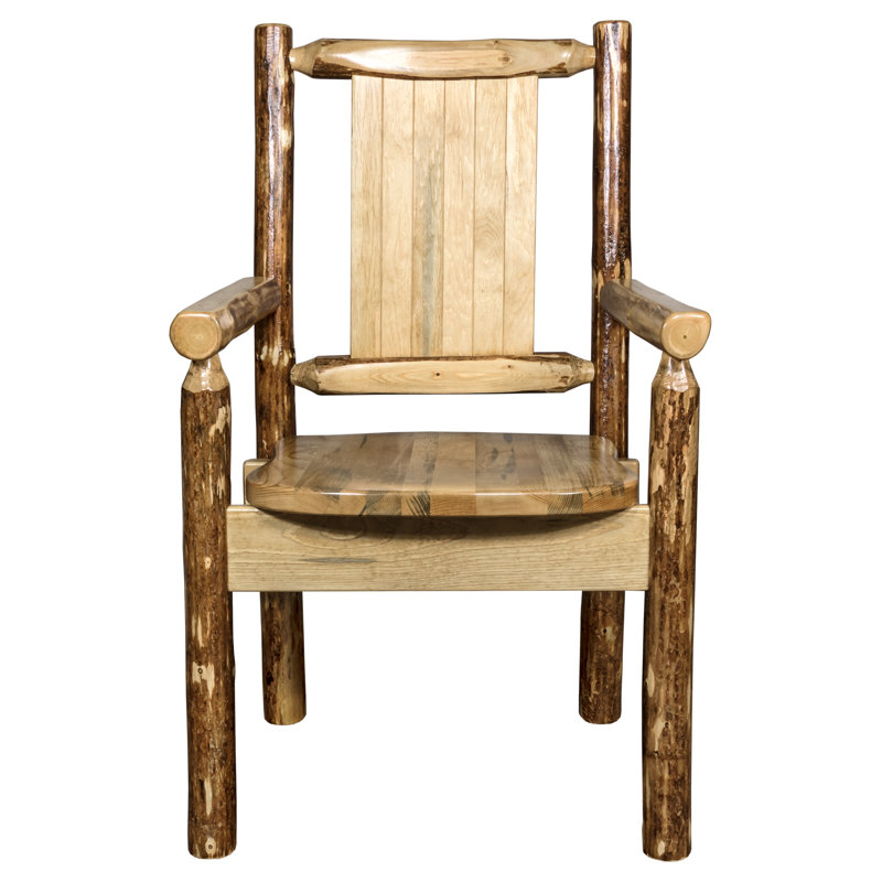 Loon Peak® Rivas Solid Wood Slat Back Arm Chair In Brown Wayfair